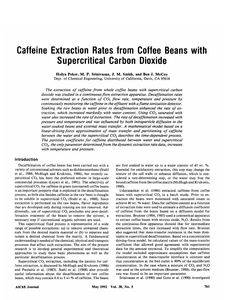 Caffeine Extraction Rates From Coffee Be | PDF | Adsorption ...