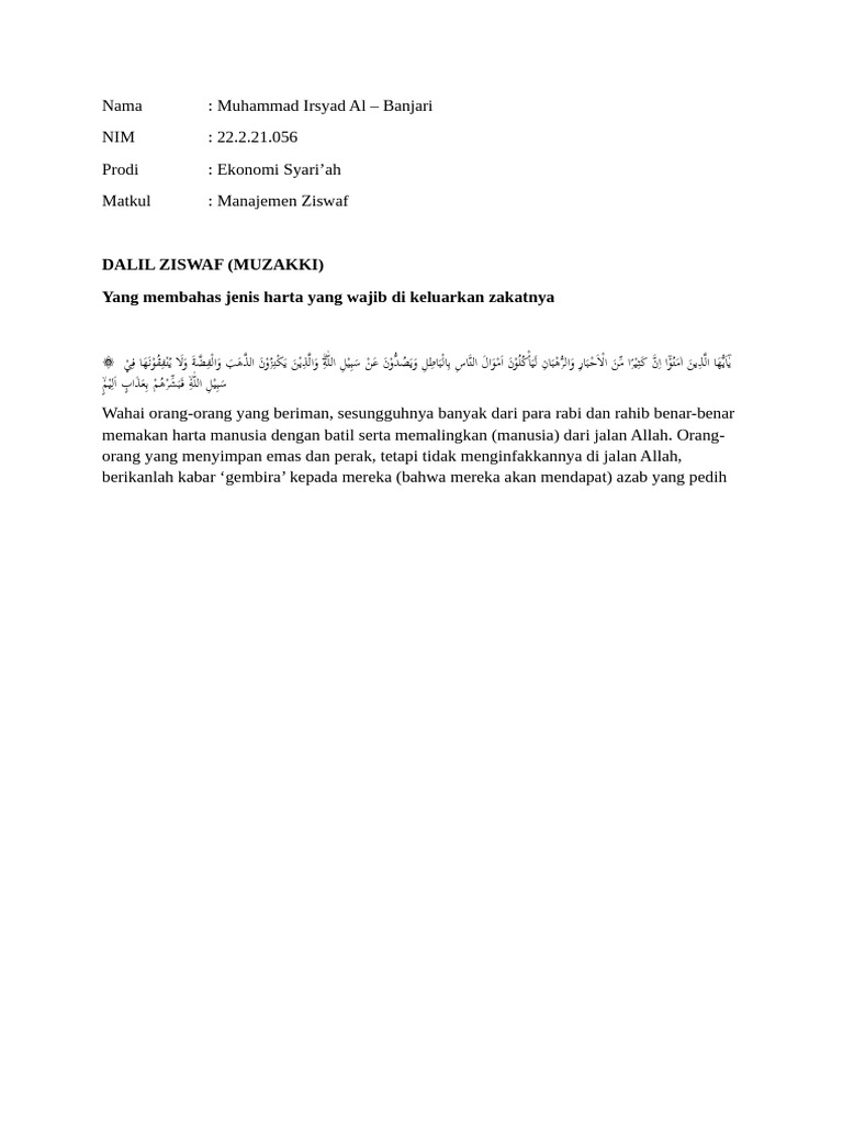 Tugas Dalil Ziswaf | PDF