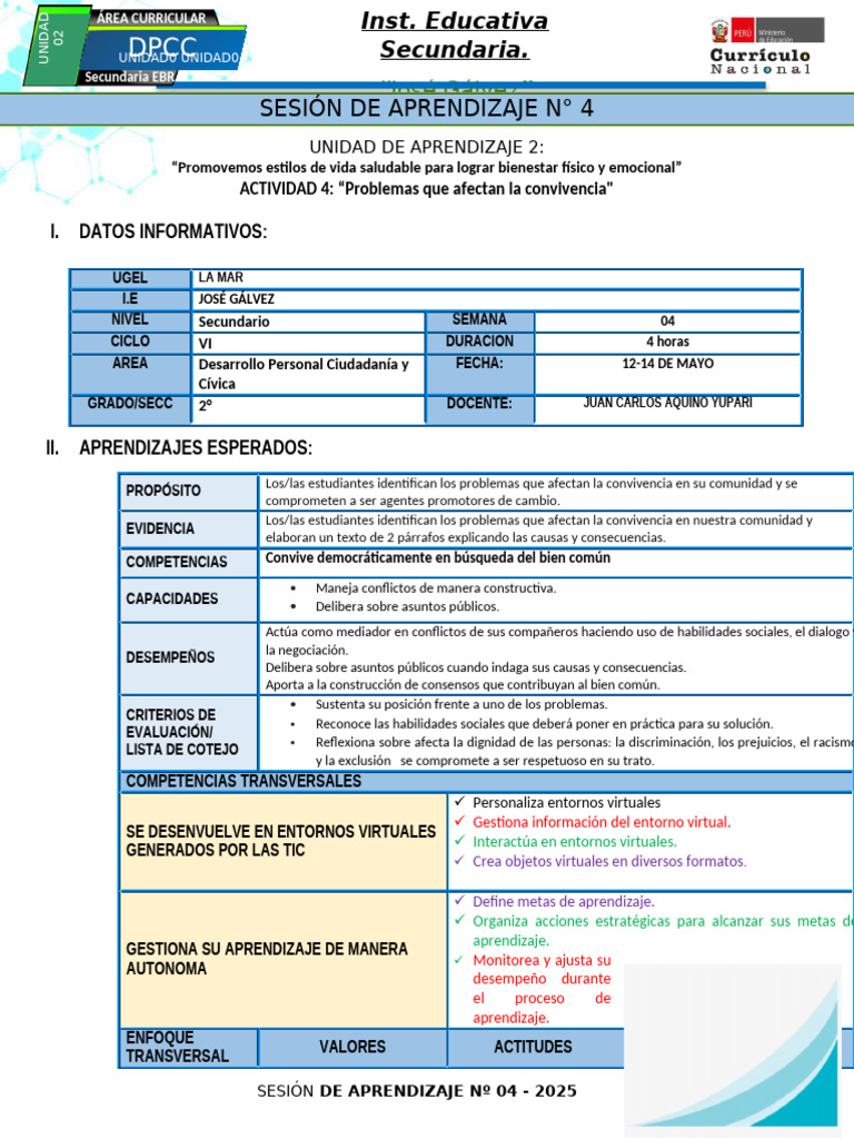 2º DPCC Ses 4 | PDF | Aprendizaje | Maestros