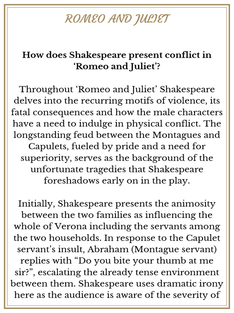 Conflict in Romeo and Juliet Explained | PDF