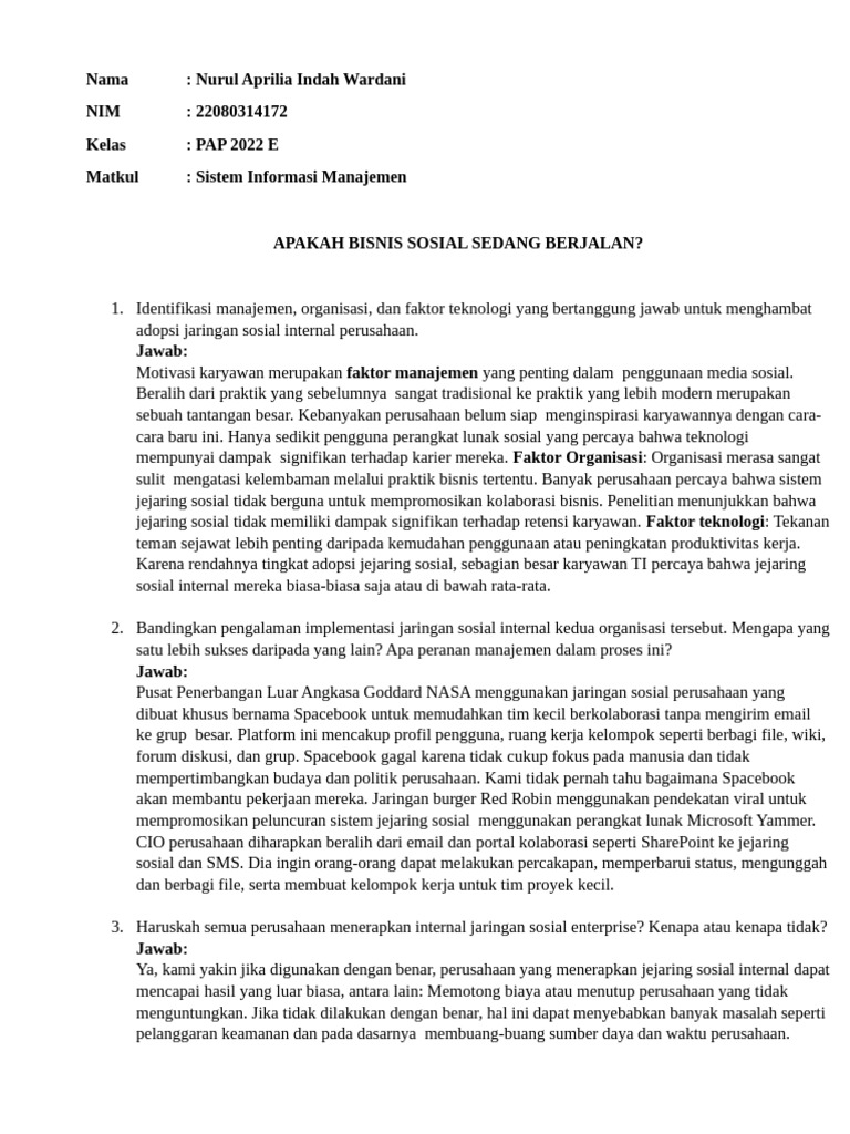 172_Nurul Aprilia_PAP 22 E_CASE APAKAH BISNIS SOSIAL SEDANG BERJALAN | PDF