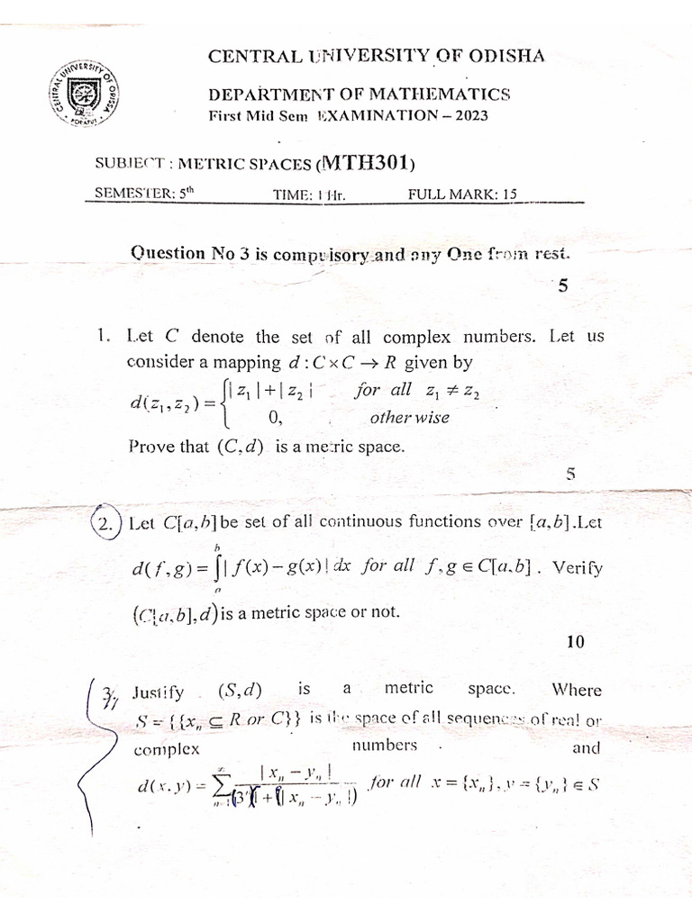 Previous Year Questions Paper | PDF