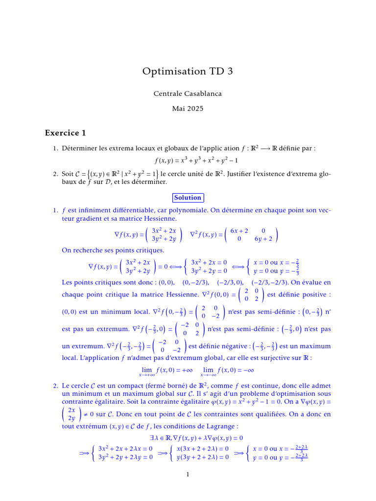 TD3_Opt_Corr | PDF | Objets mathématiques | Concepts mathématiques