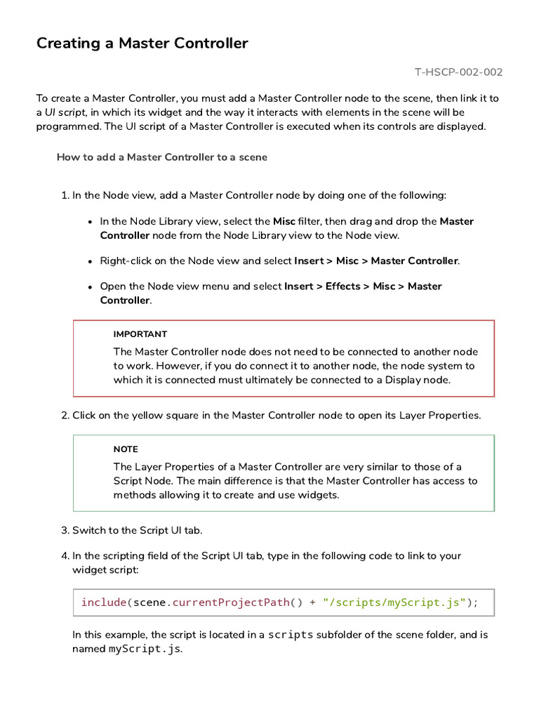 Harmony 17 Premium Documentation - Creating A Master Controller | PDF | Graphical User ...