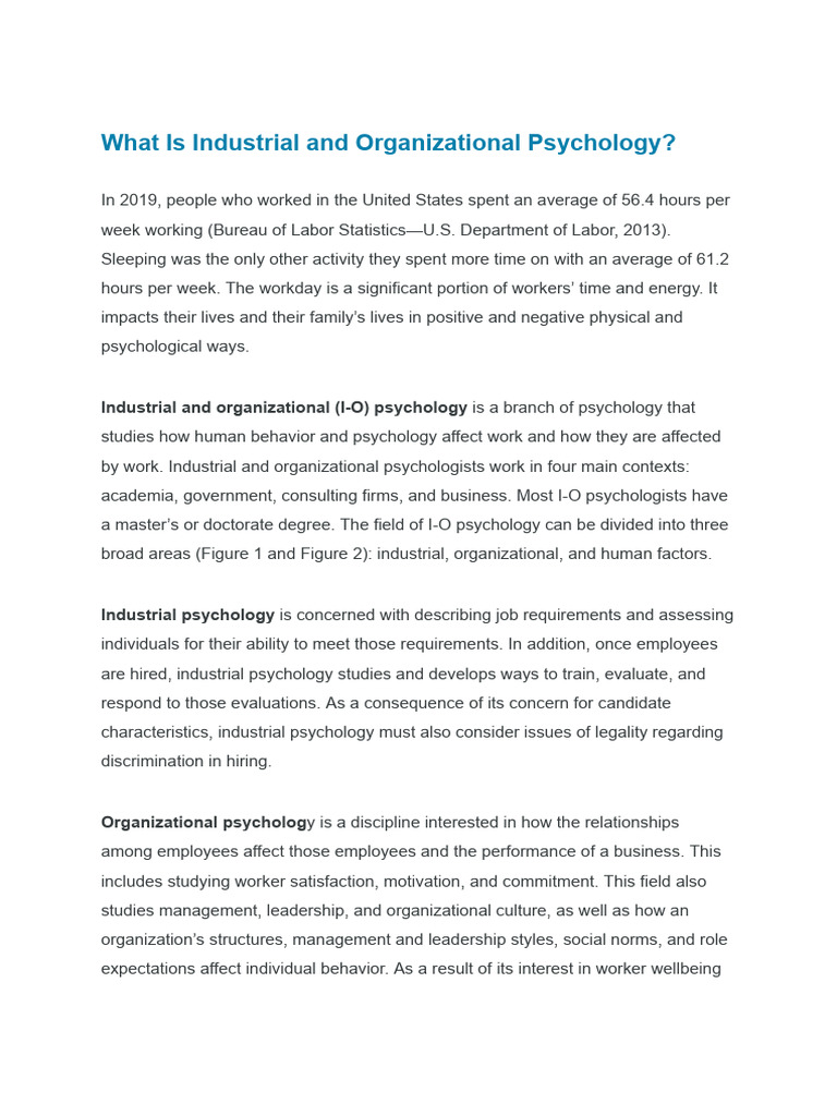 What Is Industrial and Organizational Psychology | PDF | Industrial And ...