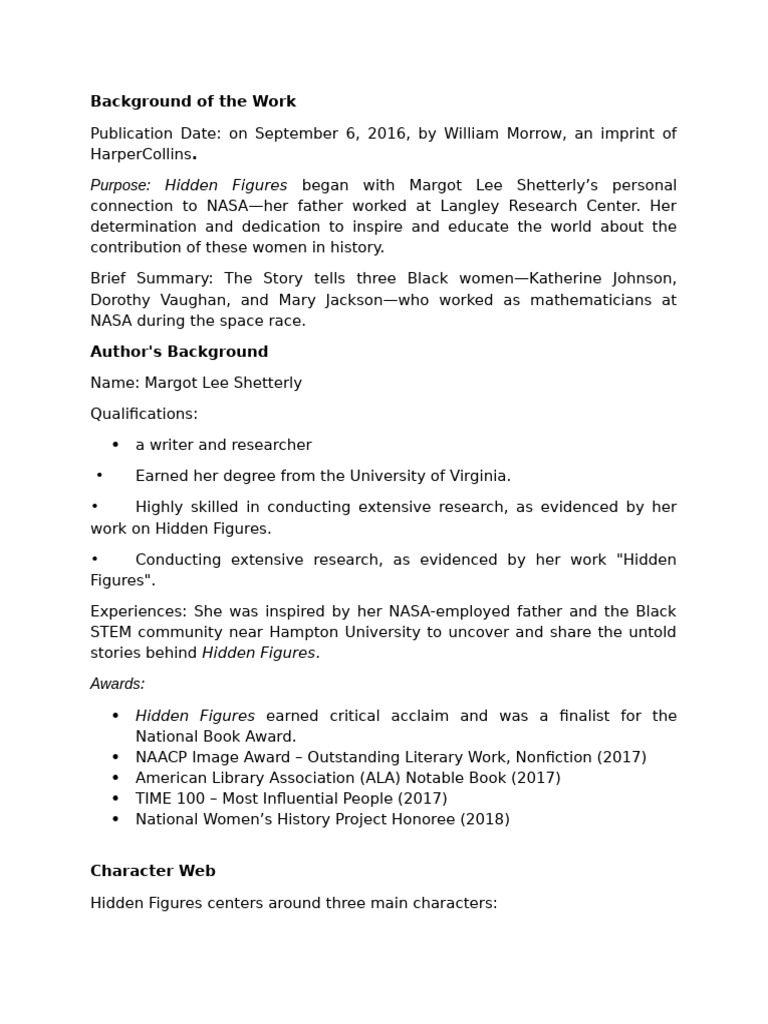 HIDDEN FIGURE Analysis | PDF | Hidden Figures | Katherine Johnson