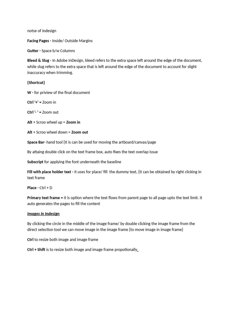 Indesign Notes | PDF