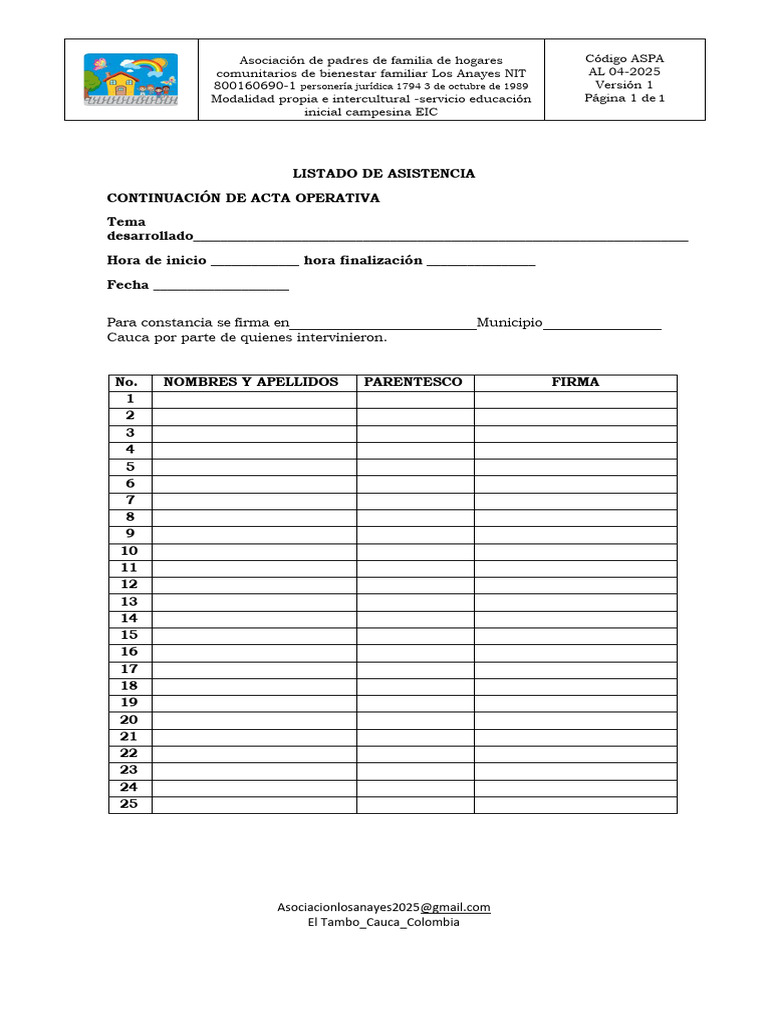Al - 04-Listado de Acta de Asistencia | PDF
