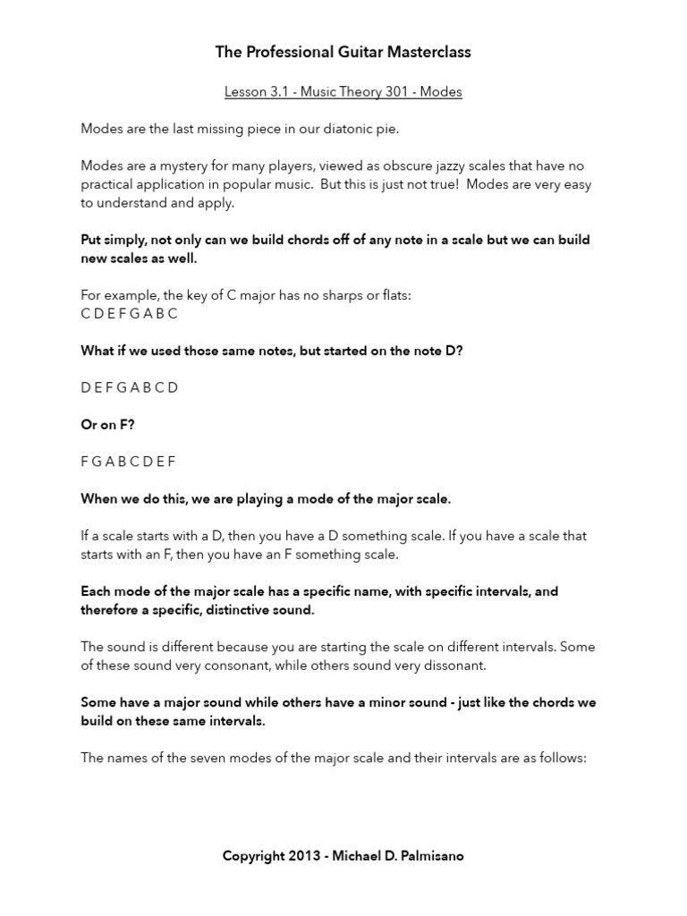 Understanding Music Modes for Guitar | PDF | Mode (Music) | Musical ...