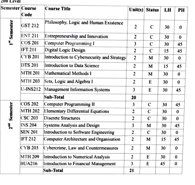 200 Level Course List Overview | PDF