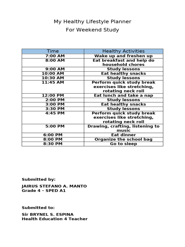 My Healthy Lifestyle Planner | PDF