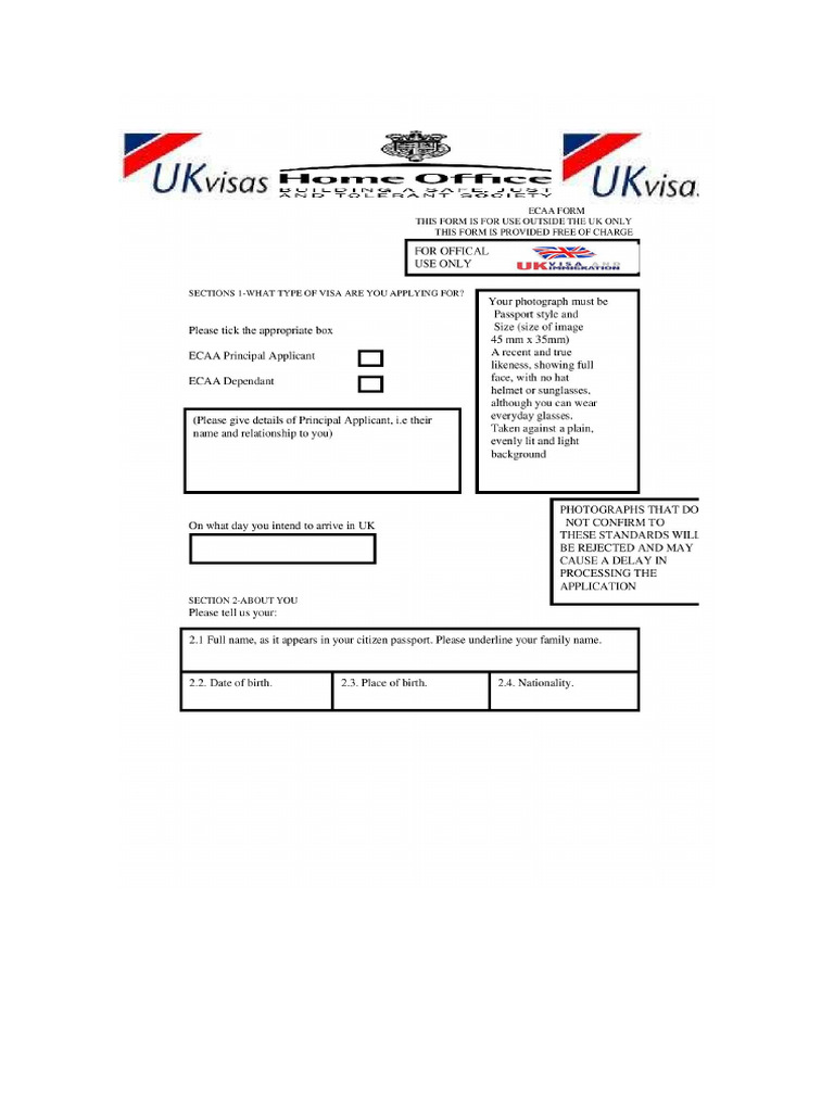 UK VISA APPLICATION FORM | PDF