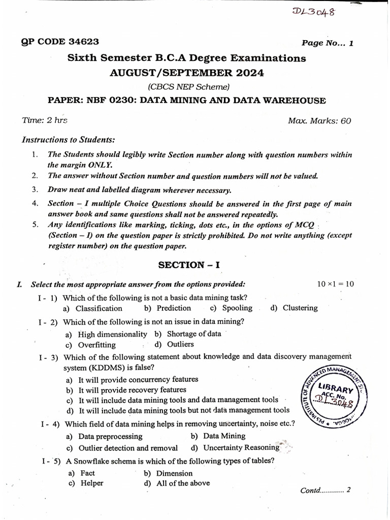 Bca Question Paper 2024 | PDF