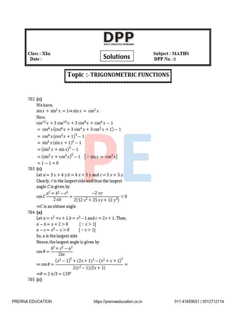 Trigonometric Functions A 1 Min | PDF | Mathematical Analysis | Euclidean Geometry
