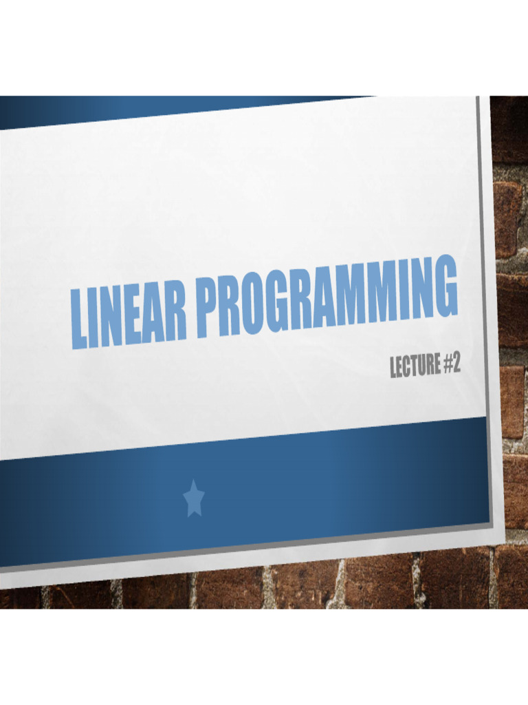 MATH 0203 - Lecture 2 Linear Programming | PDF | Linear Programming ...