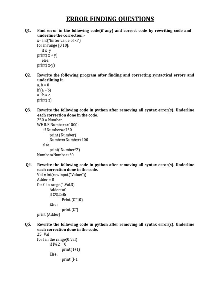 Python Error Fixing Predict Output | PDF | Computer Programming ... Python Error Fixing Predict Output | PDF | Computer Programming ...