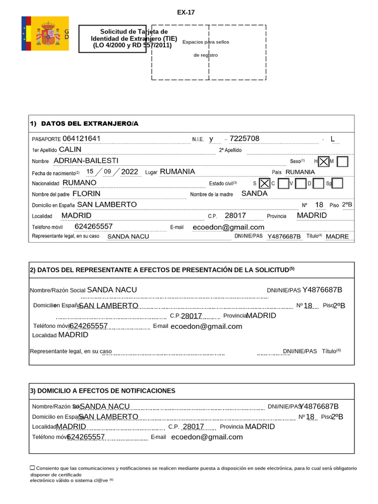 17-Formulario - TIE EX17 | PDF