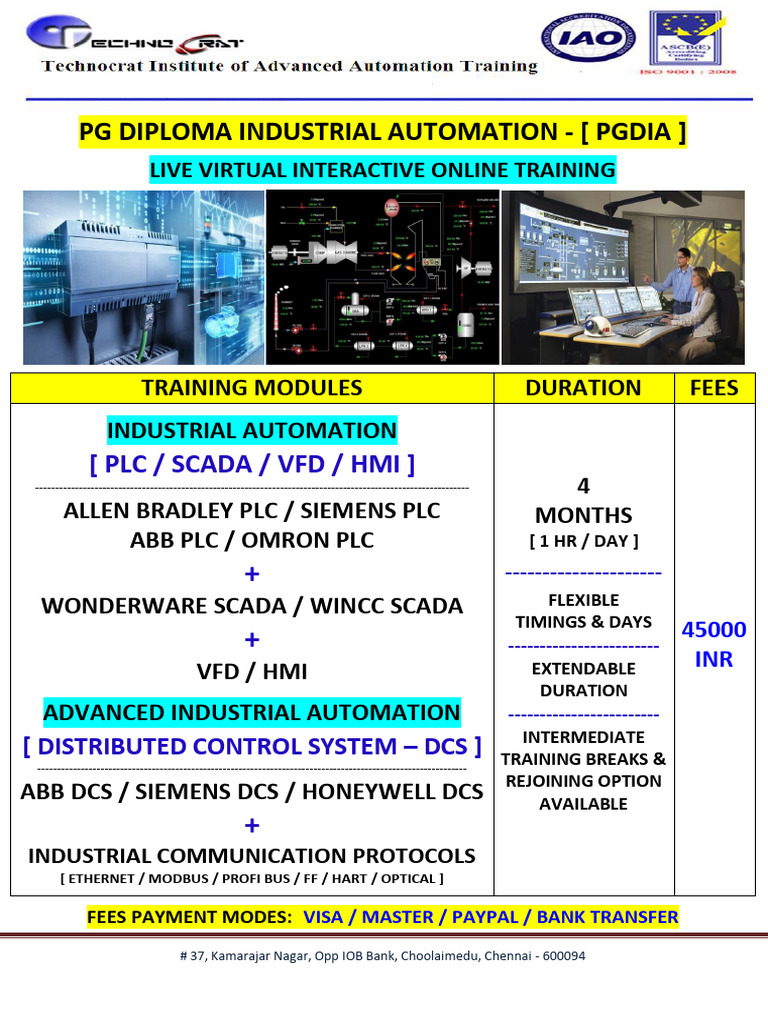 Ind - Fees Quote - Pgdia Training | PDF | Computer Engineering | Control Theory
