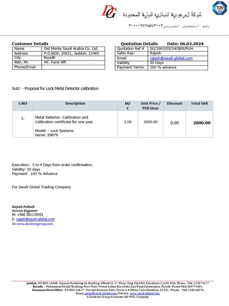 1963 - Lock Metal Detector Calibration | PDF | Saudi Arabia | Riyadh