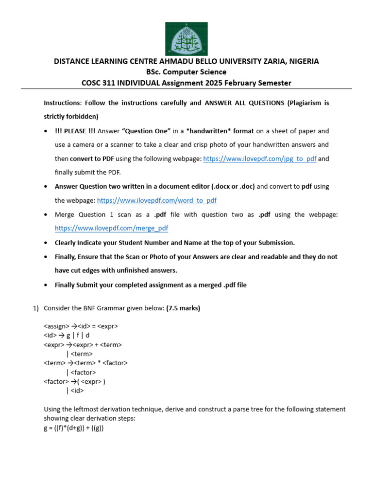 Cosc 311 Individual Assignment | PDF | Programming Language | Computer Programming