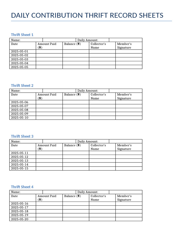 Daily_Contribution_Thrift_4_Per_Page_A4 | PDF