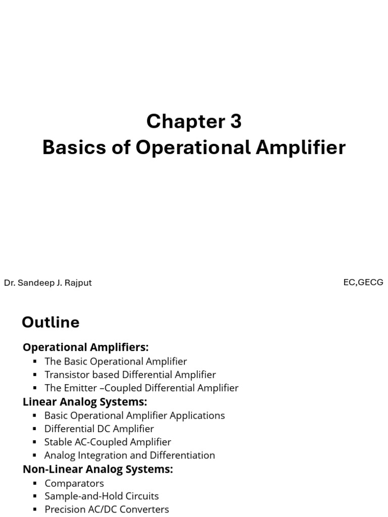 Chapter 3 Operational Amplifier | PDF | Operational Amplifier | Amplifier