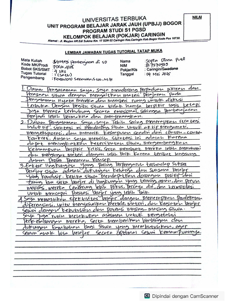 Tugas 1 SPS - Sopia Diana Putri | PDF