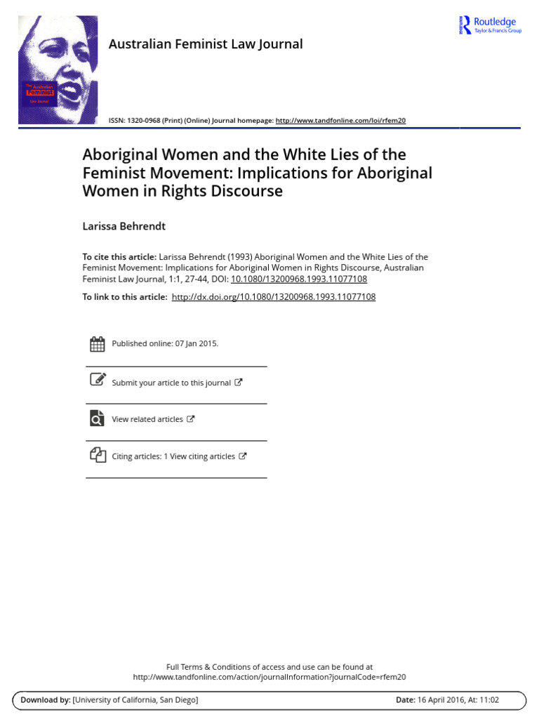 Behrendt - Aboriginal Women | PDF | Feminism | Gender Studies