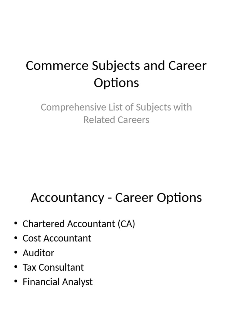 Commerce Subjects and Career Options | PDF