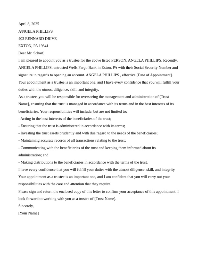 Trustee Letter | PDF
