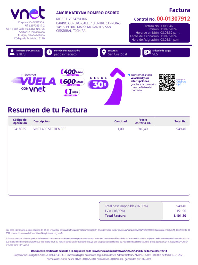 Factura Vnet | PDF | Factura | Comercio