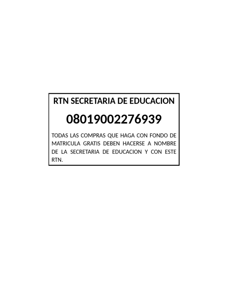 Rtn Secretaria de Educacion | PDF