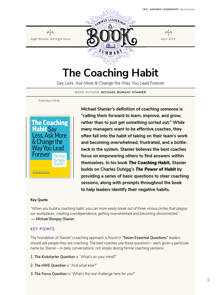 Coaching Habit: 7 Essential Questions | PDF