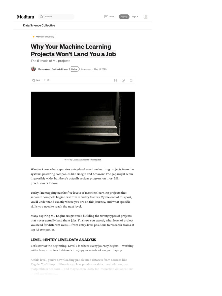 Medium Com Data Science Collective Why Your Machine Learning Projects Wont Land ... | PDF ...