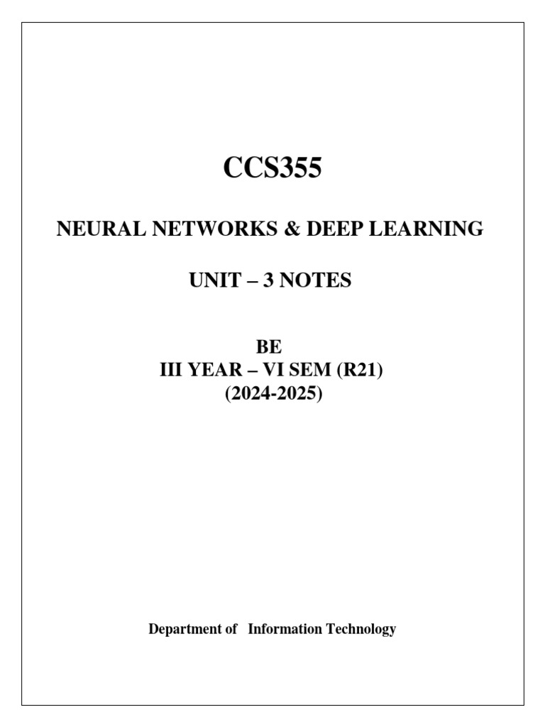 CCS355 Neural Networks & Deep Learning Notes | PDF | Deep Learning ...