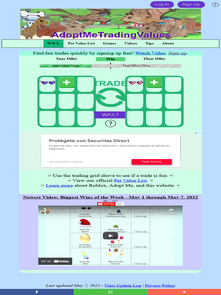 Roblox Adopt Me Trading Values - Win Fair Lose WFL | PDF
