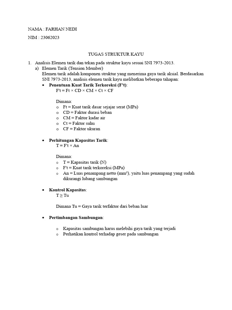 Analisis Struktur Kayu SNI 7973-2013 | PDF
