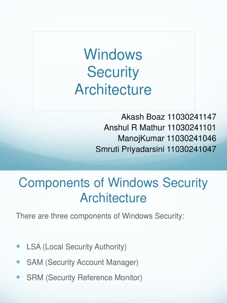 Windows Security Architecture | PDF | Public Key Certificate | Active ...