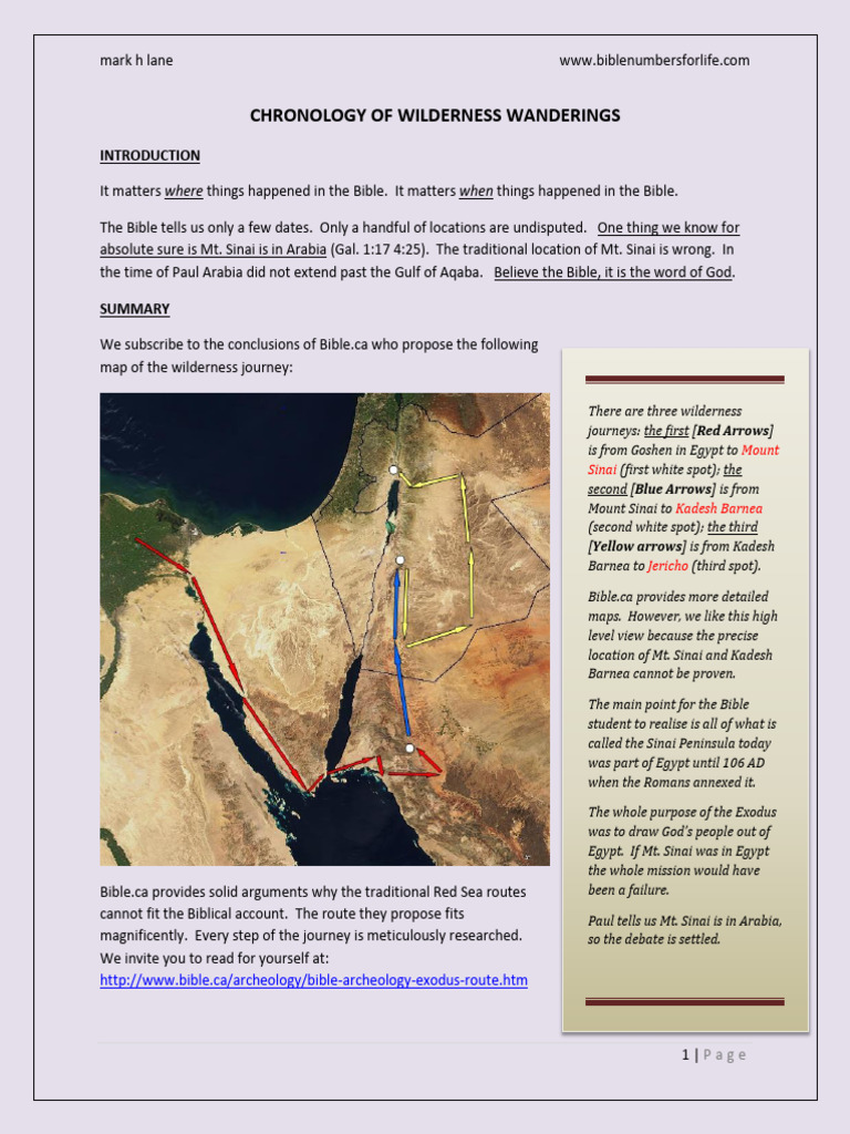 Biblical Wilderness Journey Timeline | PDF | The Exodus | Moses