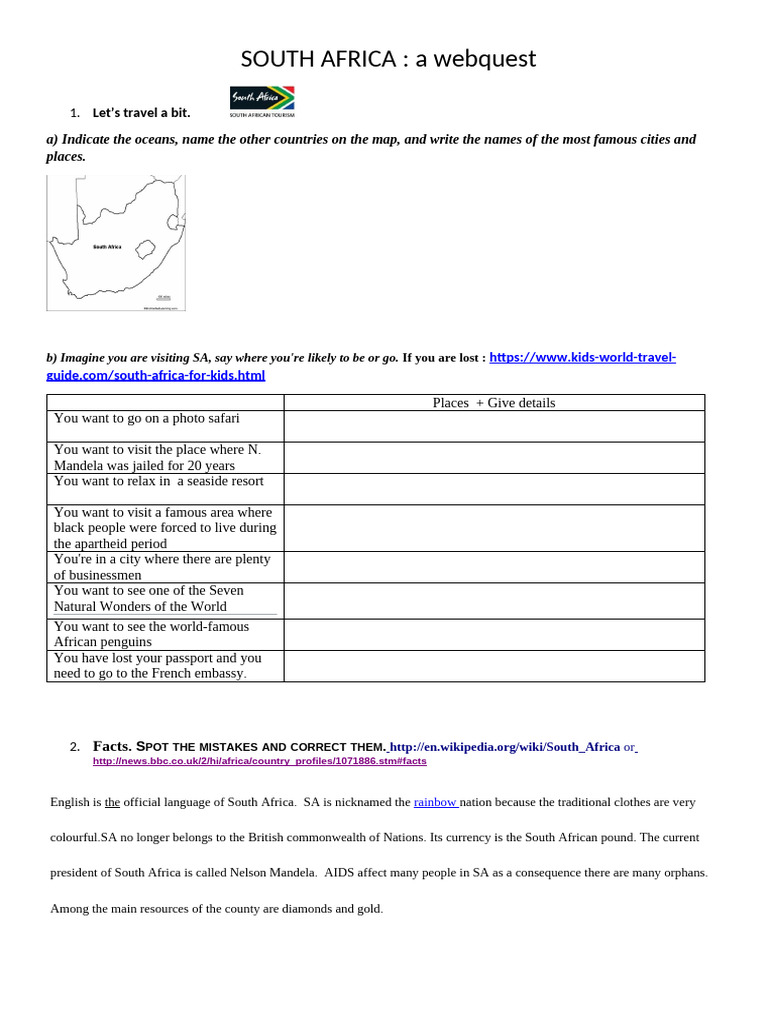 2 DOC 5 South Africa Webquest | PDF