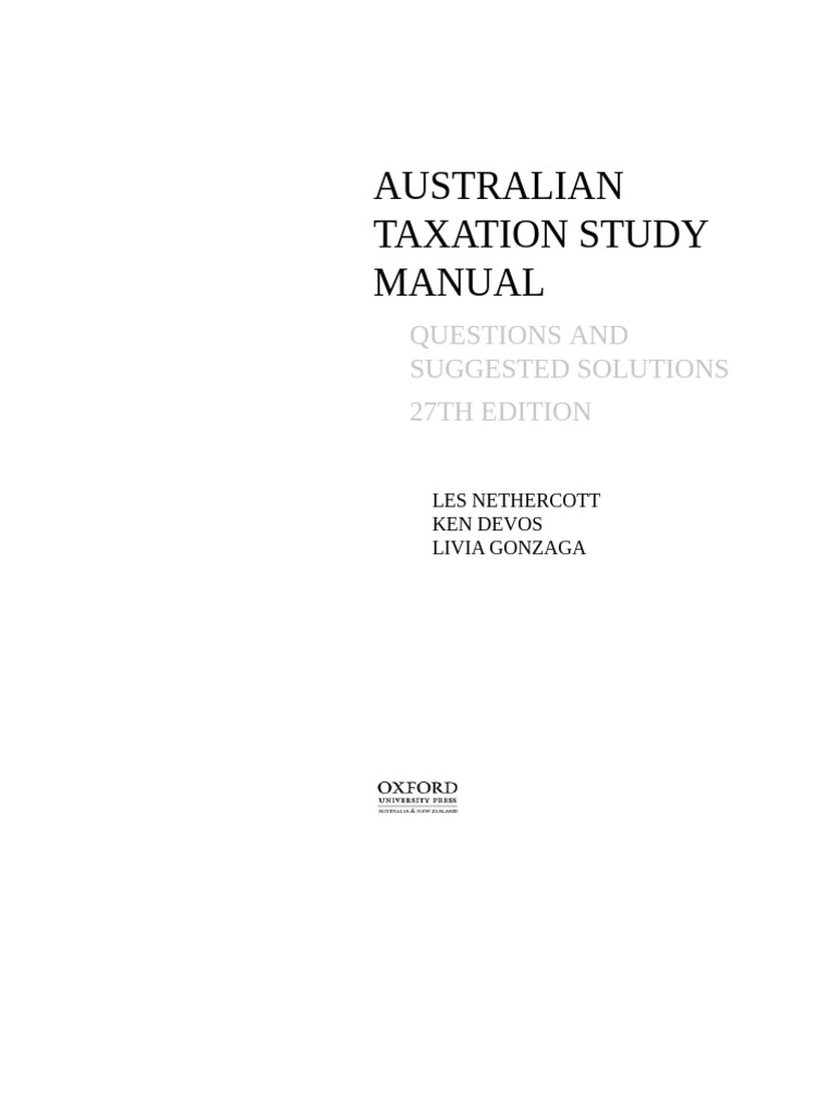 Australian Taxation Study Manual | PDF | Taxes | Tax Rate