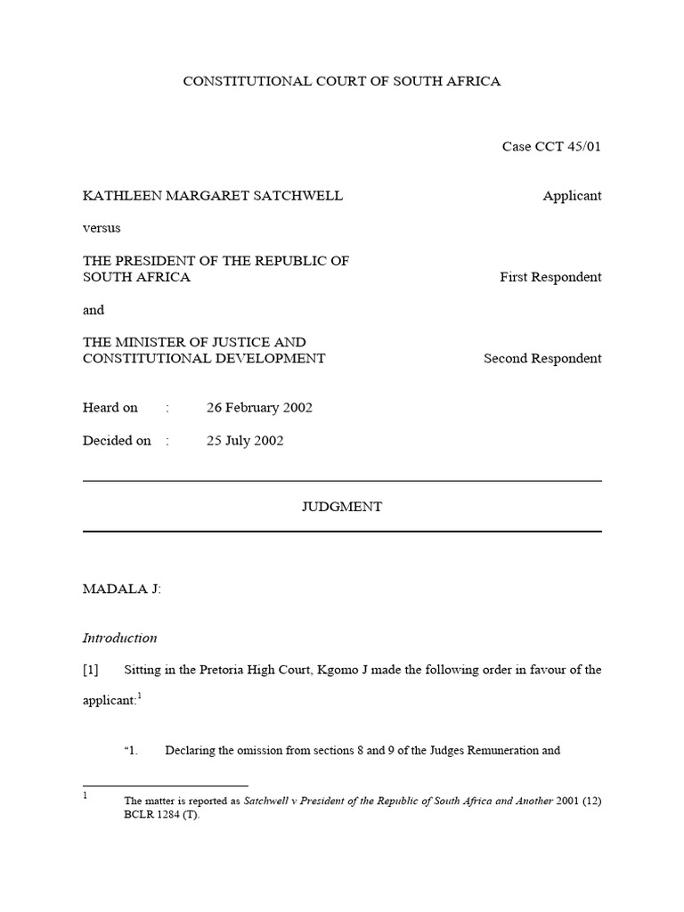 Satchwell v President: Same-Sex Rights Case | PDF | Justice | Crime ...
