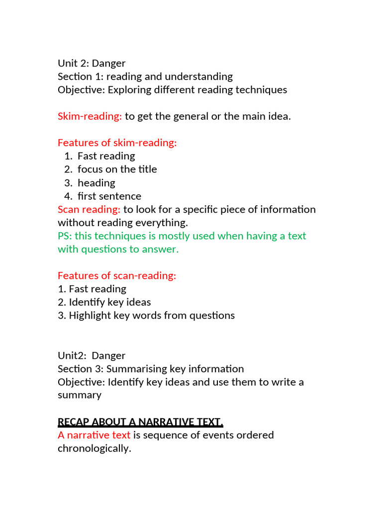 Unit 2 Section 1 2 3 and 4 | PDF | Pronoun | Narrative