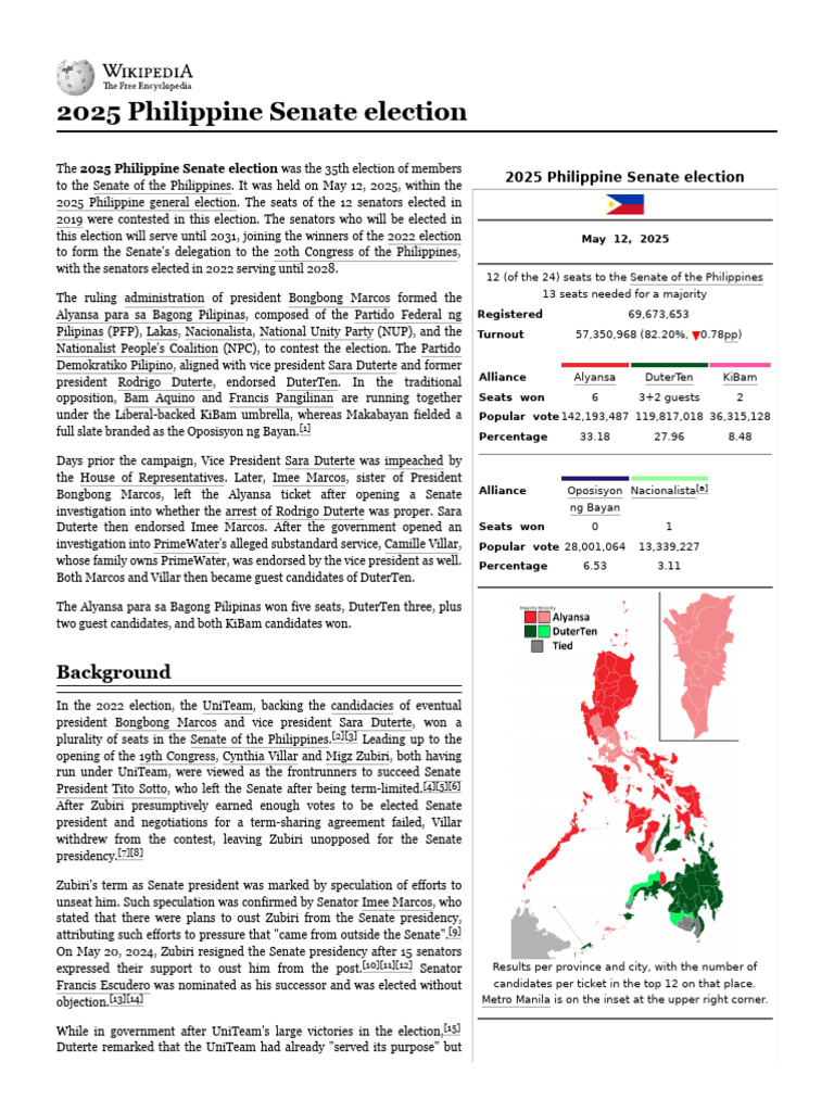 2025 Philippine Senate election | PDF | Philippines | Political Events