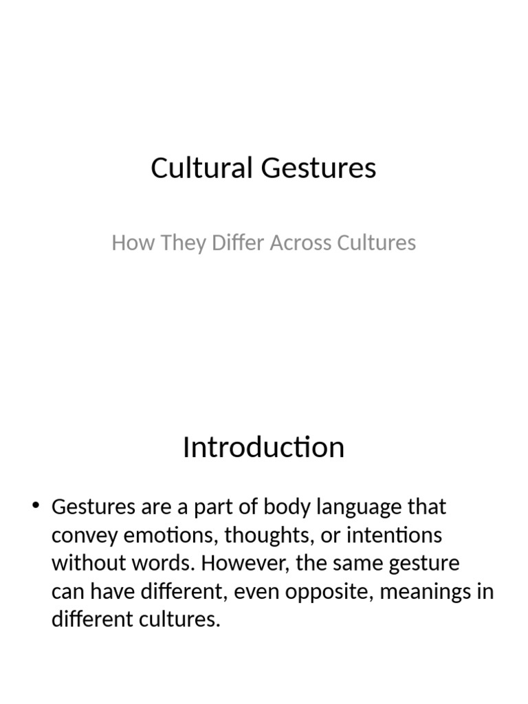 Cultural Gestures and Their Meanings | PDF