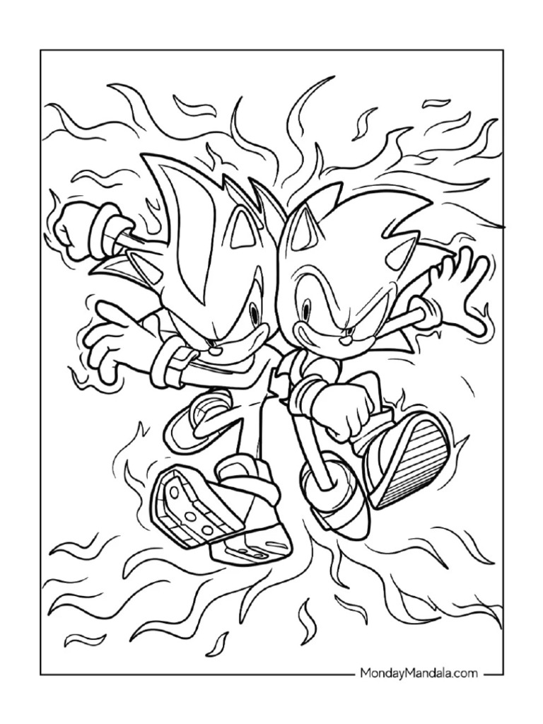 Sonic Vs Shadow Coloring Sheet | PDF