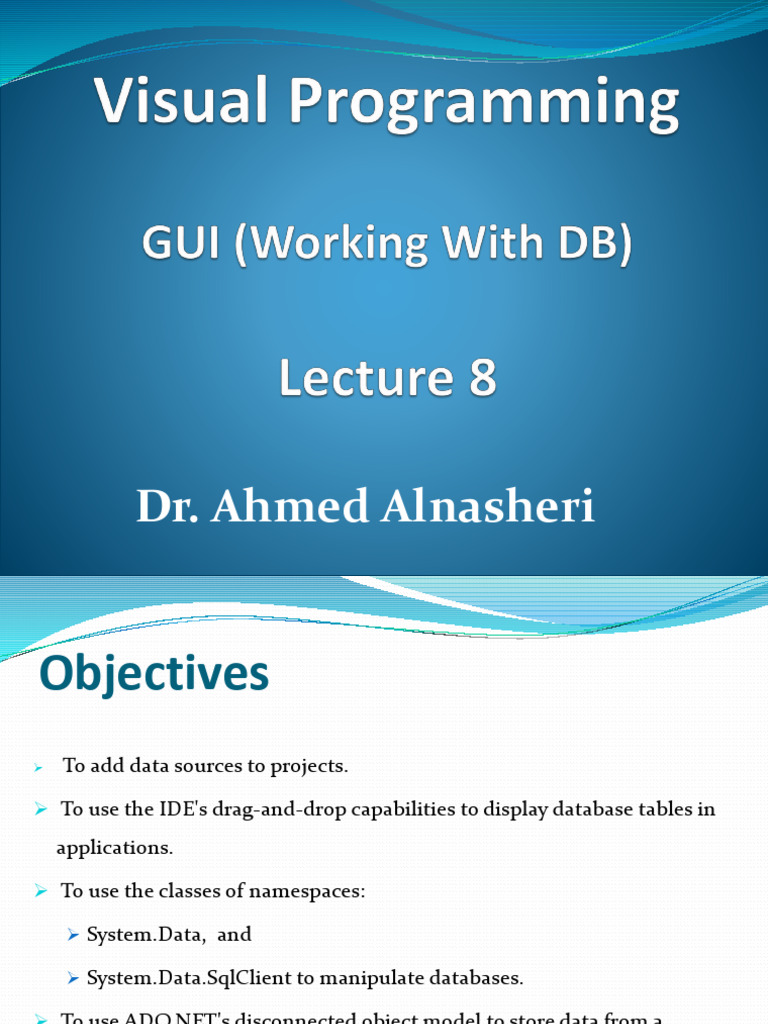 ADO.NET Database Programming Guide | PDF | Databases | Microsoft Sql Server