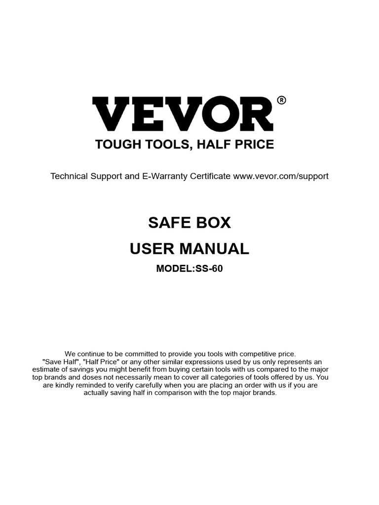 SS-60 Safe Box User Manual and Support | PDF | Drill