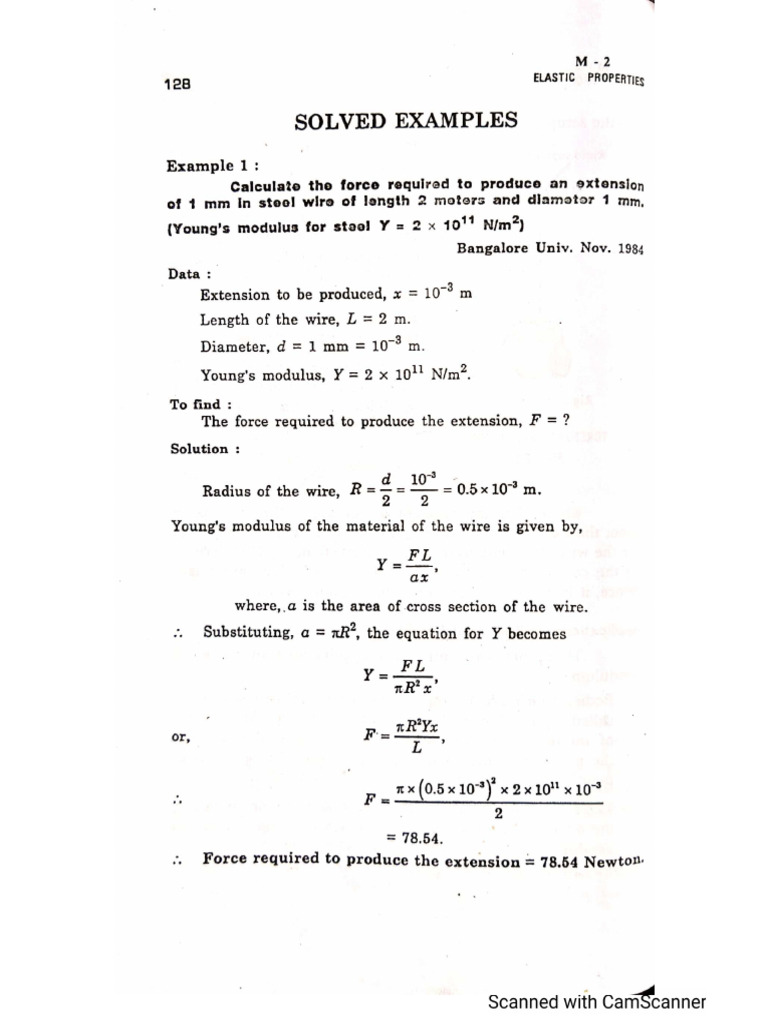 Module 2 Elastic Properties and Materials Numericals | PDF