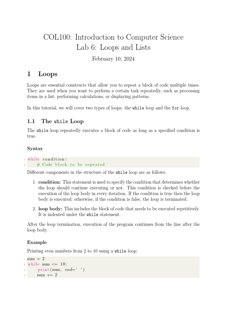 Loops and Lists in Python Programming | PDF | Control Flow | Computer ...